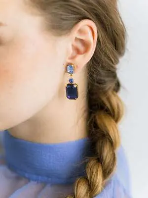 JENNIFER BEHR Justine Rectangle Earrings - Blue