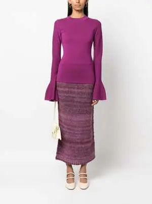 DESTREE Joan Flared-sleeve Knitted Jumper - Pink