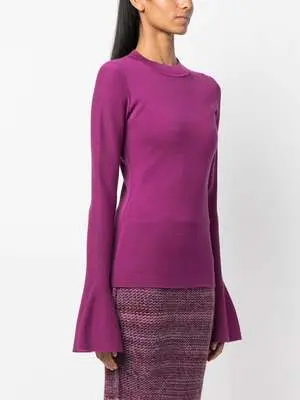 DESTREE Joan Flared-sleeve Knitted Jumper - Pink