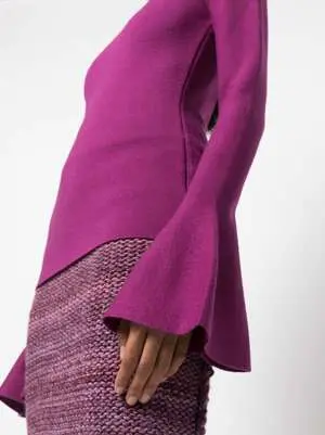 DESTREE Joan Flared-sleeve Knitted Jumper - Pink