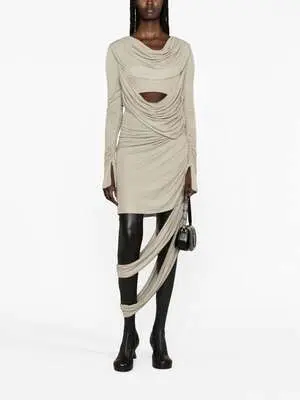 ANDREĀDAMO Draped Cut-out Mini Dress - Grey