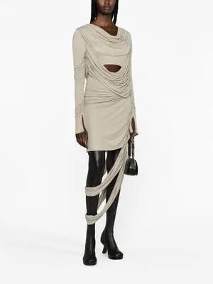 ANDREĀDAMO Draped Cut-out Mini Dress - Grey