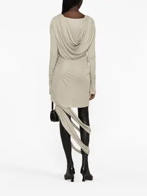 ANDREĀDAMO Draped Cut-out Mini Dress - Grey