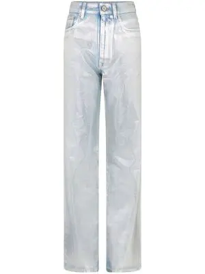 Rabanne Metallic Finish Straight-leg Jeans - Silver