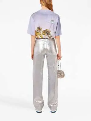 Rabanne Metallic Finish Straight-leg Jeans - Silver