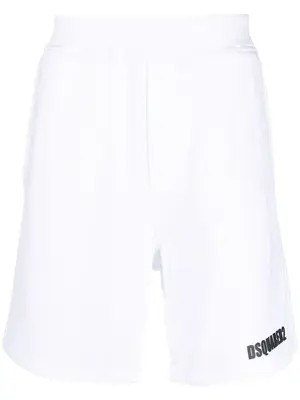 Dsquared2 Cotton Bermuda Shorts With Debossed Logo - White