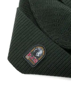 PARAJUMPERS Logo-patch Ribbed-knit Beanie - Green
