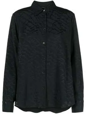 Pinko Patterned Jacquard Long-sleeve Shirt - Black