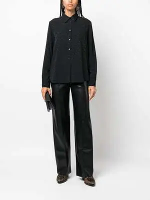 Pinko Patterned Jacquard Long-sleeve Shirt - Black