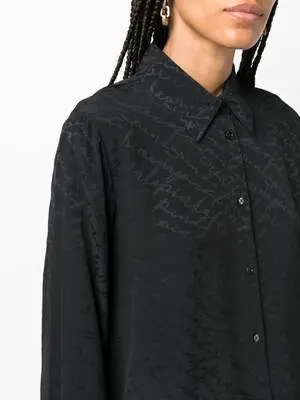 Pinko Patterned Jacquard Long-sleeve Shirt - Black