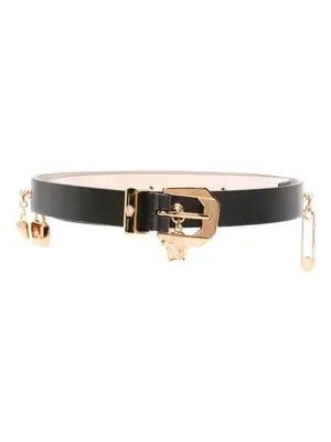 Versace Medusa Heritage Charms Leather Belt - Black