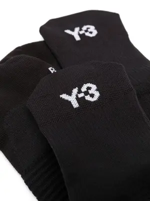 Y3 Logo-intarsia Ribbed Ankle Socks