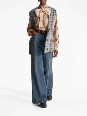 Etro Houndstooth Embroidered Gilet - Blue
