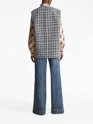 Etro Houndstooth Embroidered Gilet - Blue