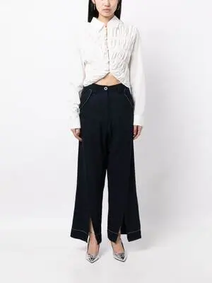 LOVEBIRDS Wide-leg Cropped Trousers