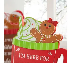 GLITZHOME 8h S/3 Christmas Gingerbread Mugs Table Decor