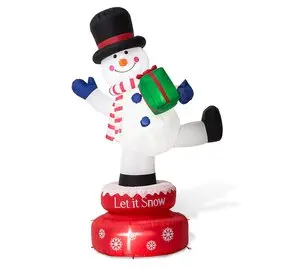 GLITZHOME 6ft Led Lighted Inflatable Rotating S Nowman - One-color