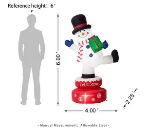 GLITZHOME 6ft Led Lighted Inflatable Rotating S Nowman