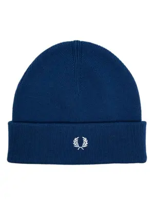 Fred Perry Logo-embroidered Ribbed-knit Beanie - Blue