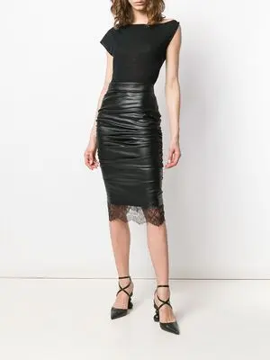 TOM FORD Ruched Eco-leather Midi Skirt