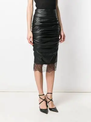 TOM FORD Ruched Eco-leather Midi Skirt