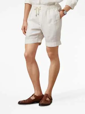 Ralph Lauren Purple Label Drawstring Linen Deck Shorts - White