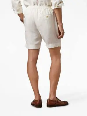 Ralph Lauren Purple Label Drawstring Linen Deck Shorts - White