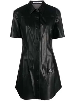 Calvin Klein Faux-leather Shirt Dress