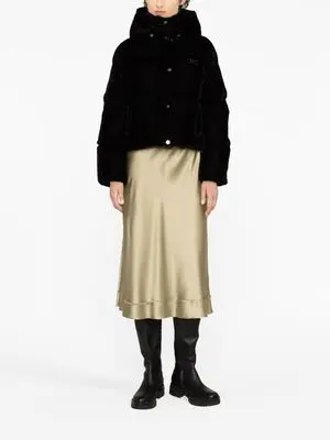 Elisabetta Franchi Velvet Hooded Puffer Jacket