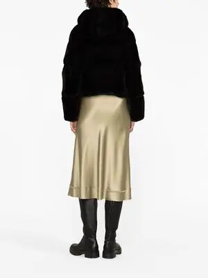 Elisabetta Franchi Velvet Hooded Puffer Jacket