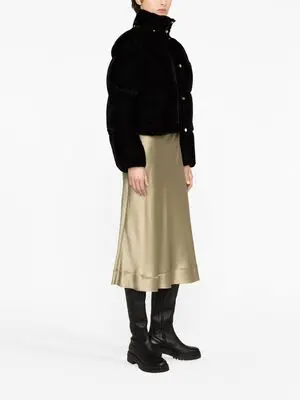Elisabetta Franchi Velvet Hooded Puffer Jacket