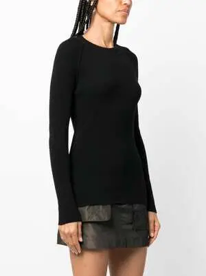Pinko Round-neck Ribbed-knit Top - Black