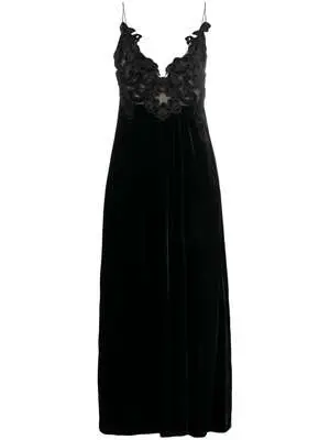 Zimmermann Floral-embellished Velvet A-line Dress - Black