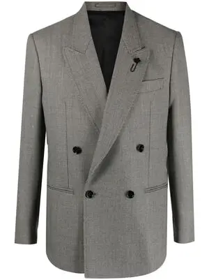 LARDINI Micro-dot Double-breasted Wool Blazer