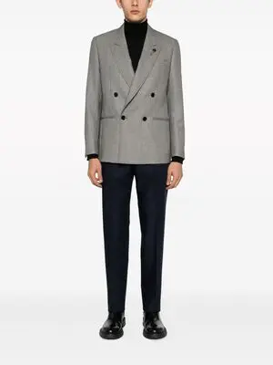 LARDINI Micro-dot Double-breasted Wool Blazer