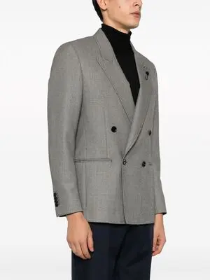 LARDINI Micro-dot Double-breasted Wool Blazer