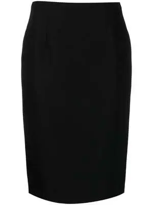 Versace Wool-blend Pencil Midi Skirt - Black