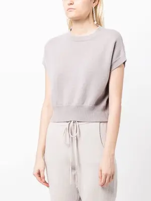 TEDDY CASHMERE Genova Sleeveless Cropped Jumper - Grey