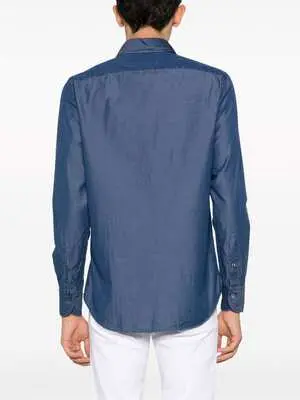 Canali Spread-collar Cotton-blend Shirt
