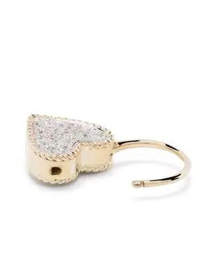 Yvonne Léon 9kt Yellow Creole Cadenas Coeur Diamond Earring - Gold