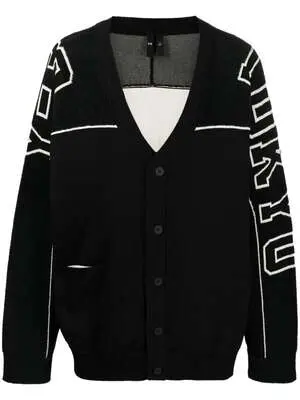 Y3 Intarsia-knit Logo V-neck Cardigan