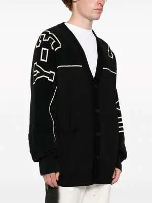 Y3 Intarsia-knit Logo V-neck Cardigan