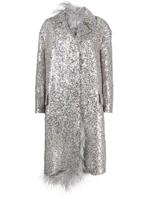Valentino Garavani Embellished Feather-trim Coat
