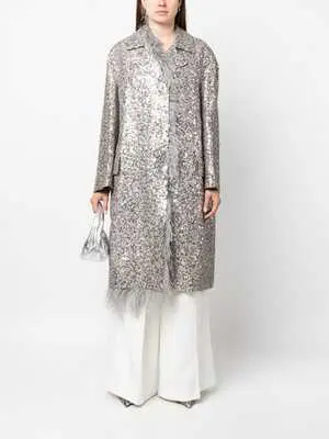 Valentino Garavani Embellished Feather-trim Coat