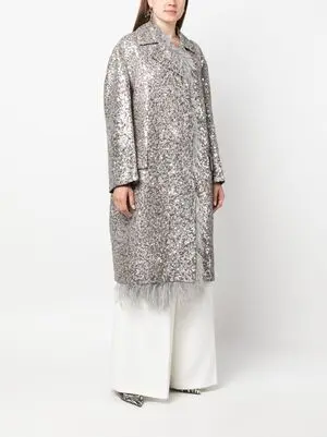 Valentino Garavani Embellished Feather-trim Coat