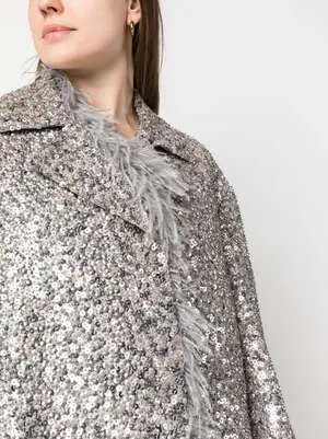Valentino Garavani Embellished Feather-trim Coat