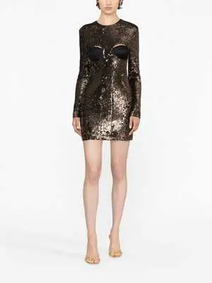 GENNY Sequin-embellished Long-sleeved Dress