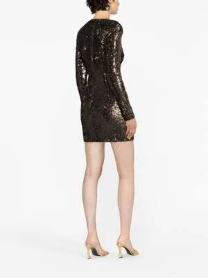GENNY Sequin-embellished Long-sleeved Dress