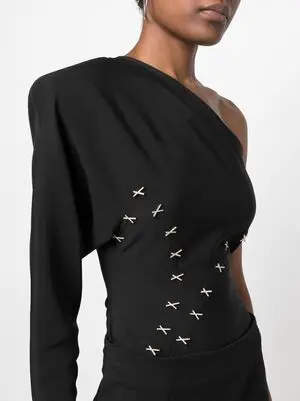 GENNY Appliqué-detailing One-shoulder Bodysuit