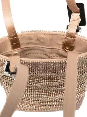 Benedetta Bruzziches Rhinestone-embellished Draped Tote - Gold